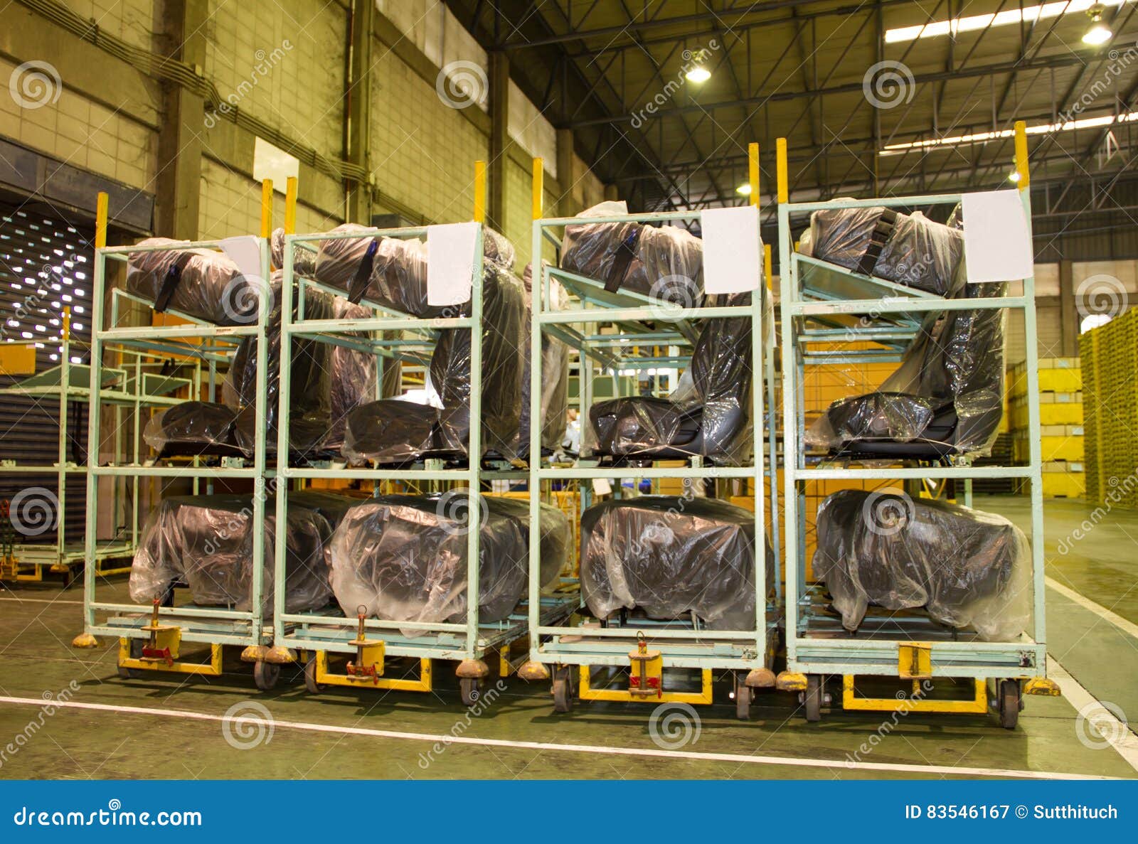 Car seat factory stock image. Image of inside, conveyor - 83546167