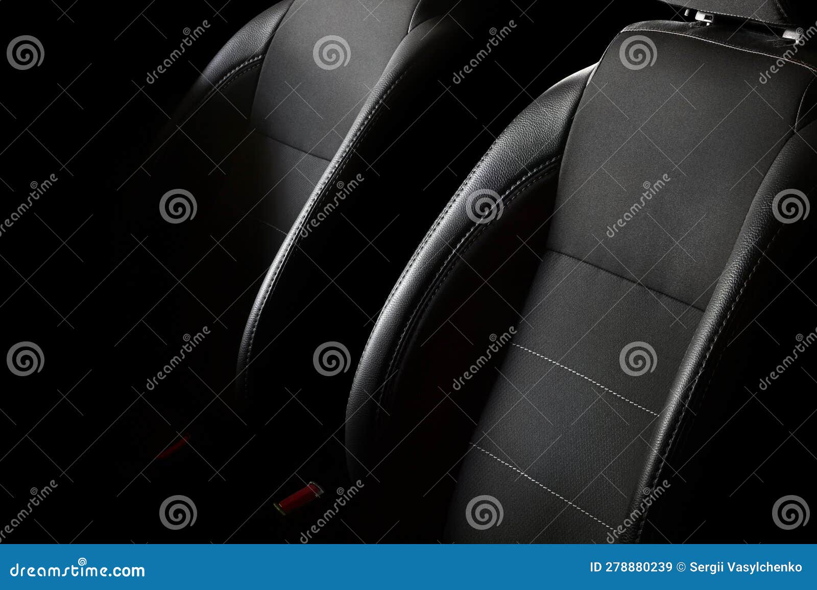 Car Seats on a Black Background. Stock Image - Image of stitch, black ...