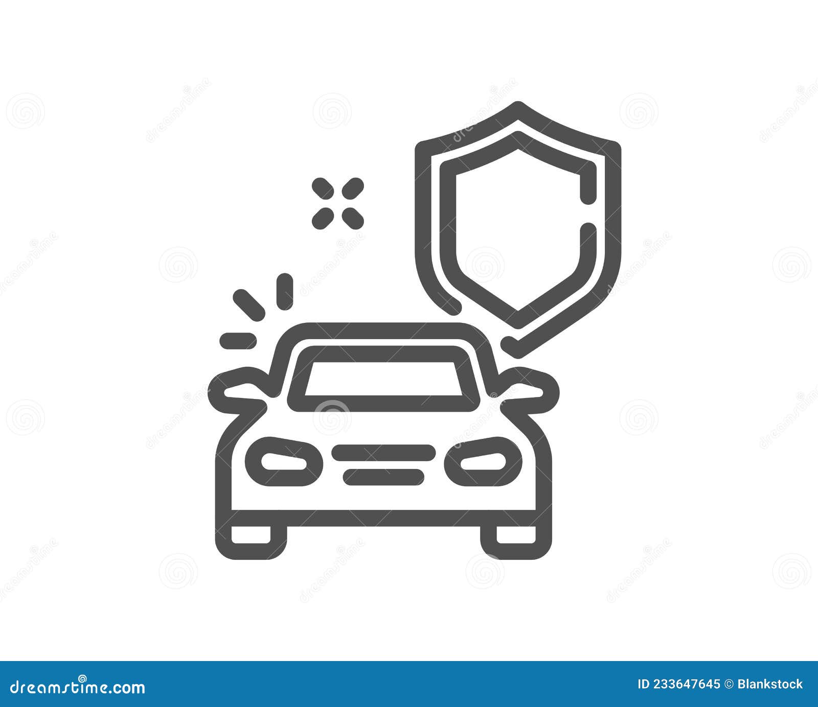 Car Secure Line Icon. Insurance Shield Sign. Vector Stock Vector ...