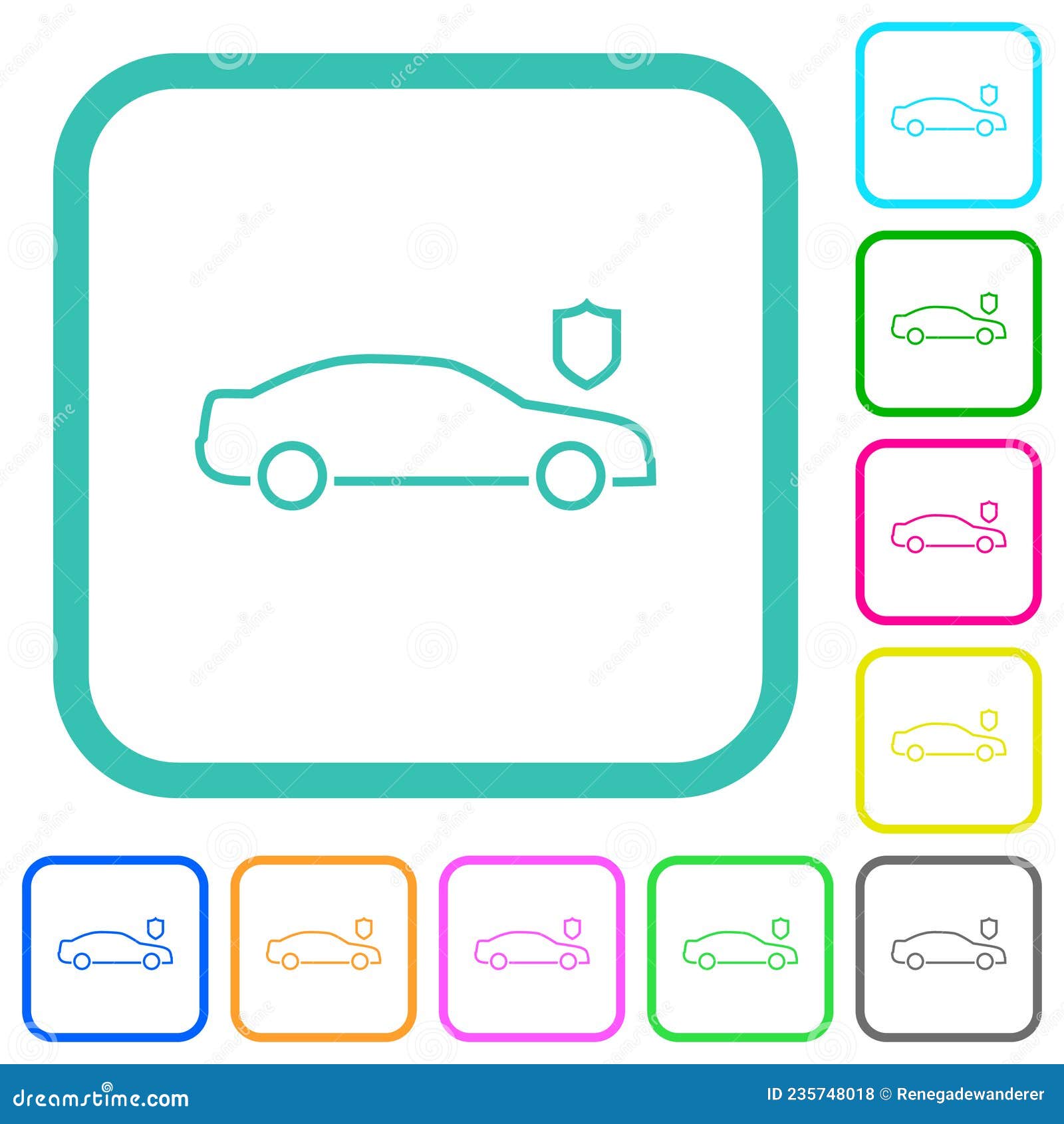 Car Security Outline Vivid Colored Flat Icons Stock Vector ...