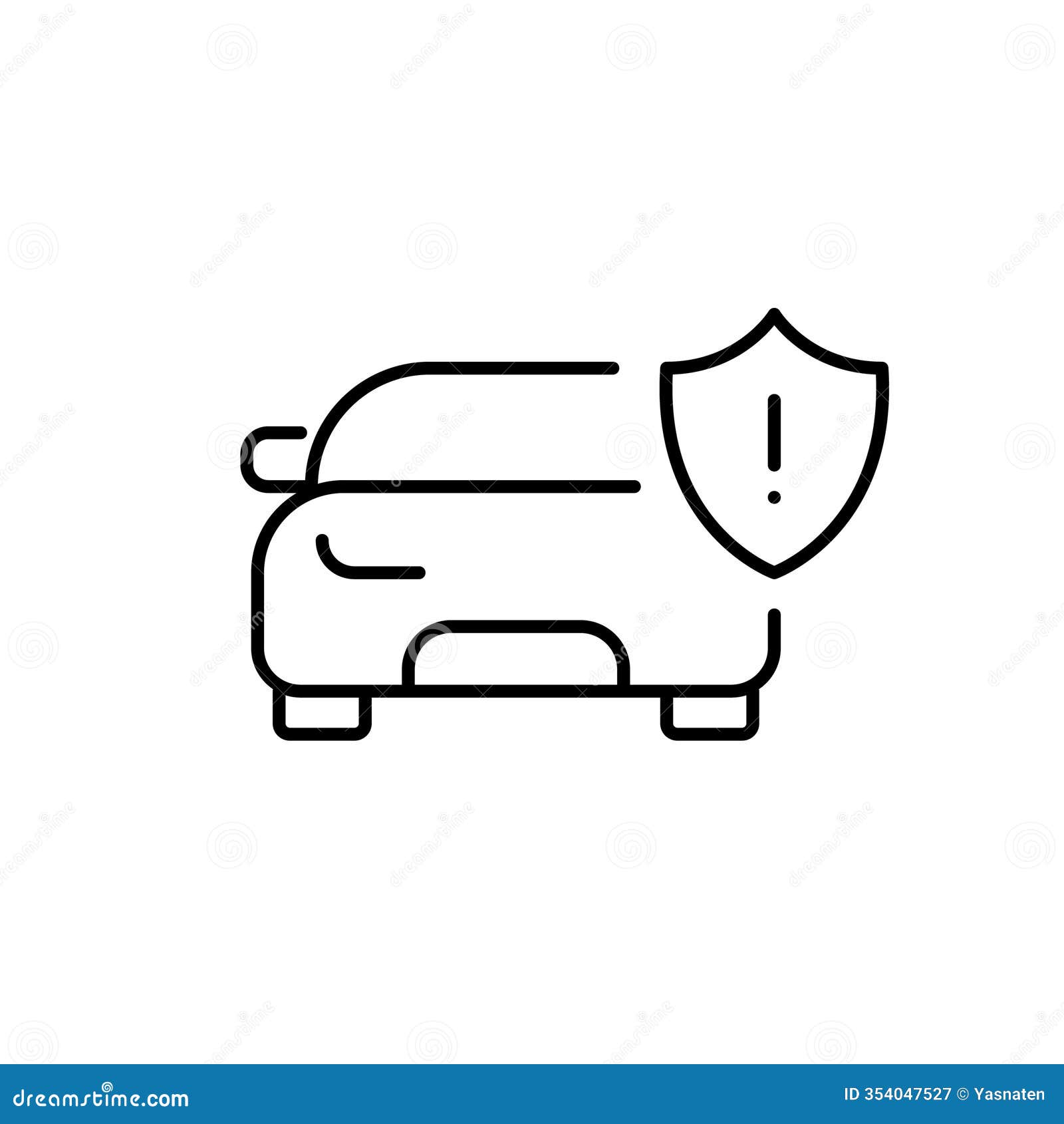 Car and Security Shield with Exclamation Mark. Maintenance Reminder ...