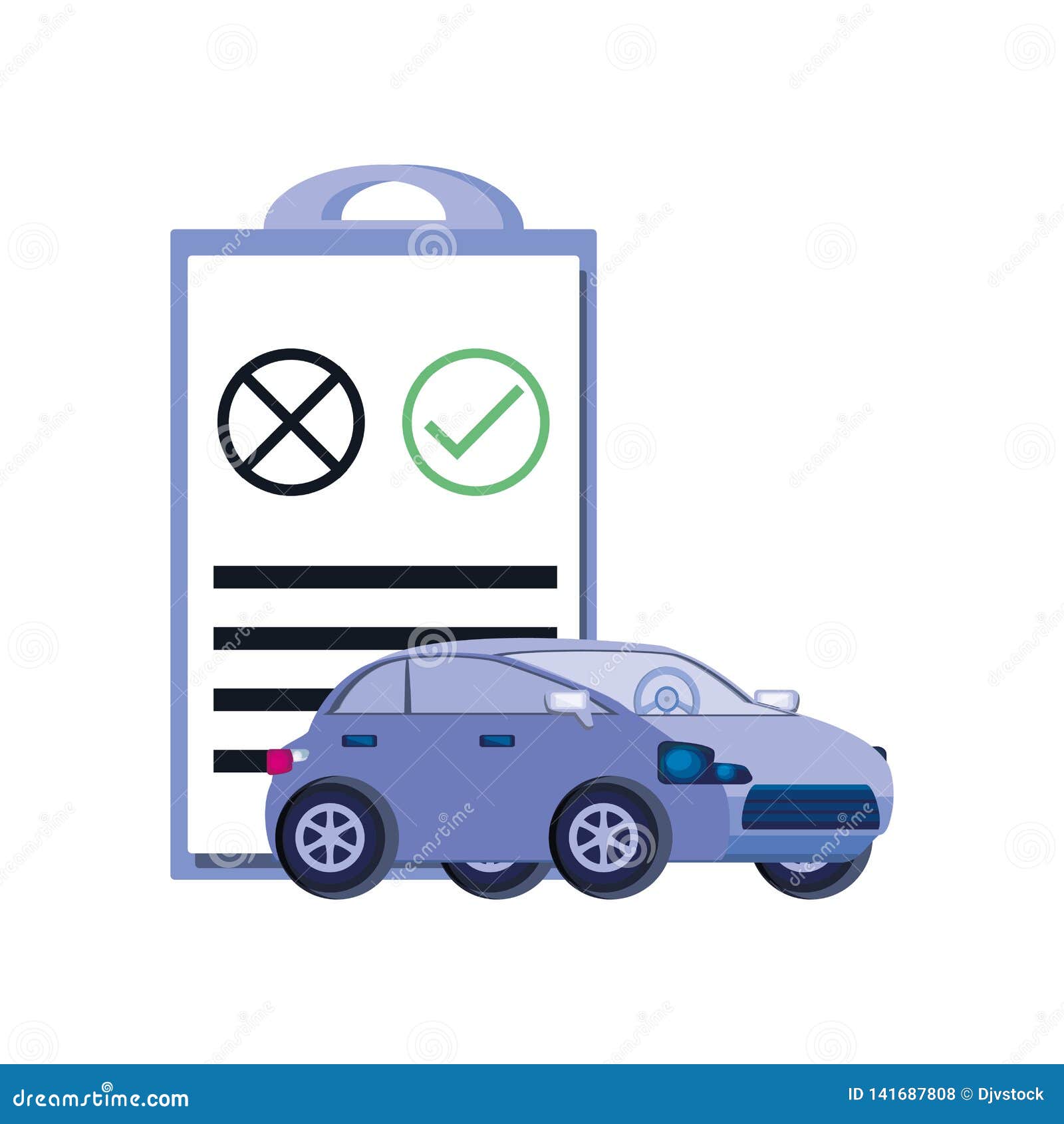 Car Sedan with Clipboard Checklist Stock Vector - Illustration of ...
