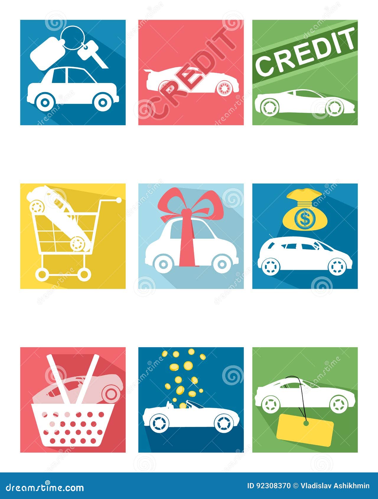 Car selling icons stock vector. Illustration of basket - 92308370