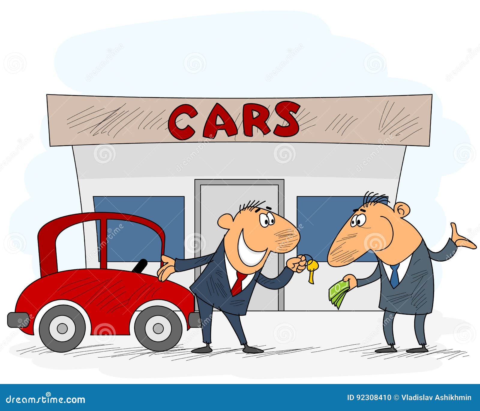Car selling scene stock vector. Illustration of commerce - 92308410