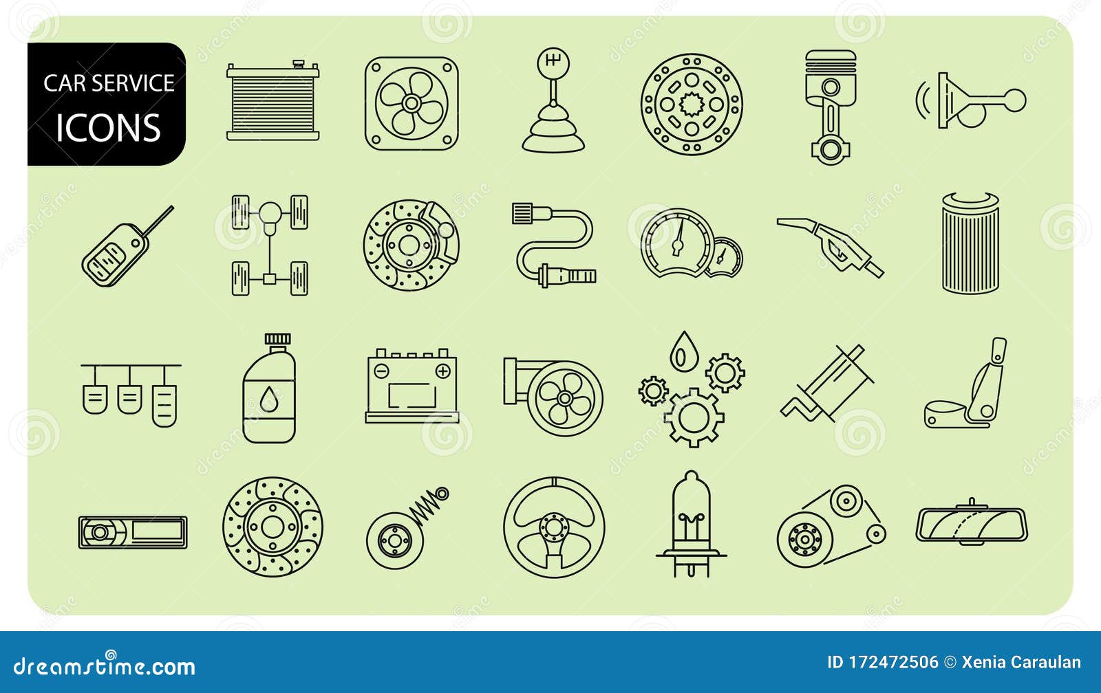 Car Parts Line Icon Set, Auto Details Symbols Collection, Vector ...