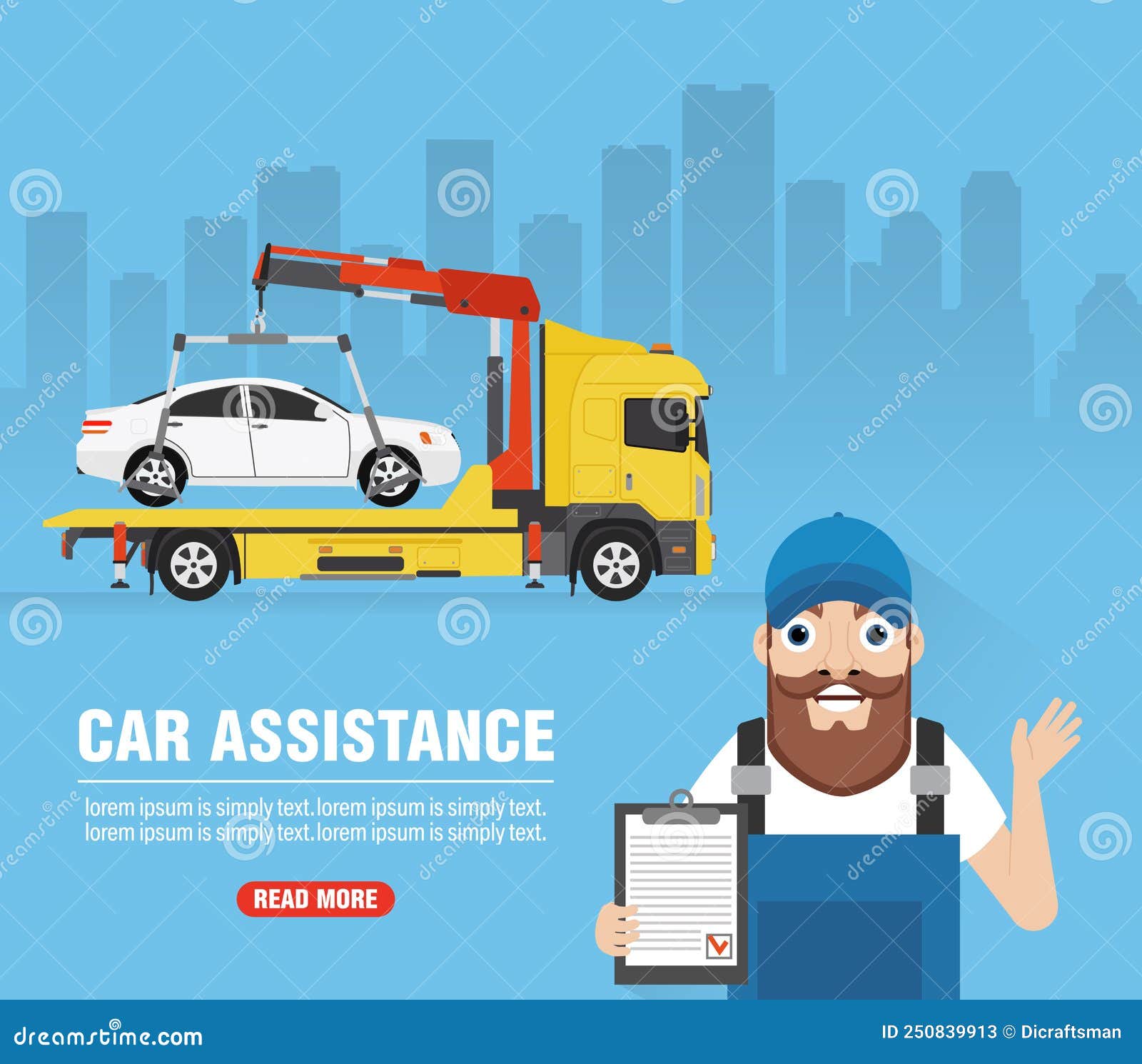 Car Service. Car Assistance Concept Design Flat Banner Stock Vector ...