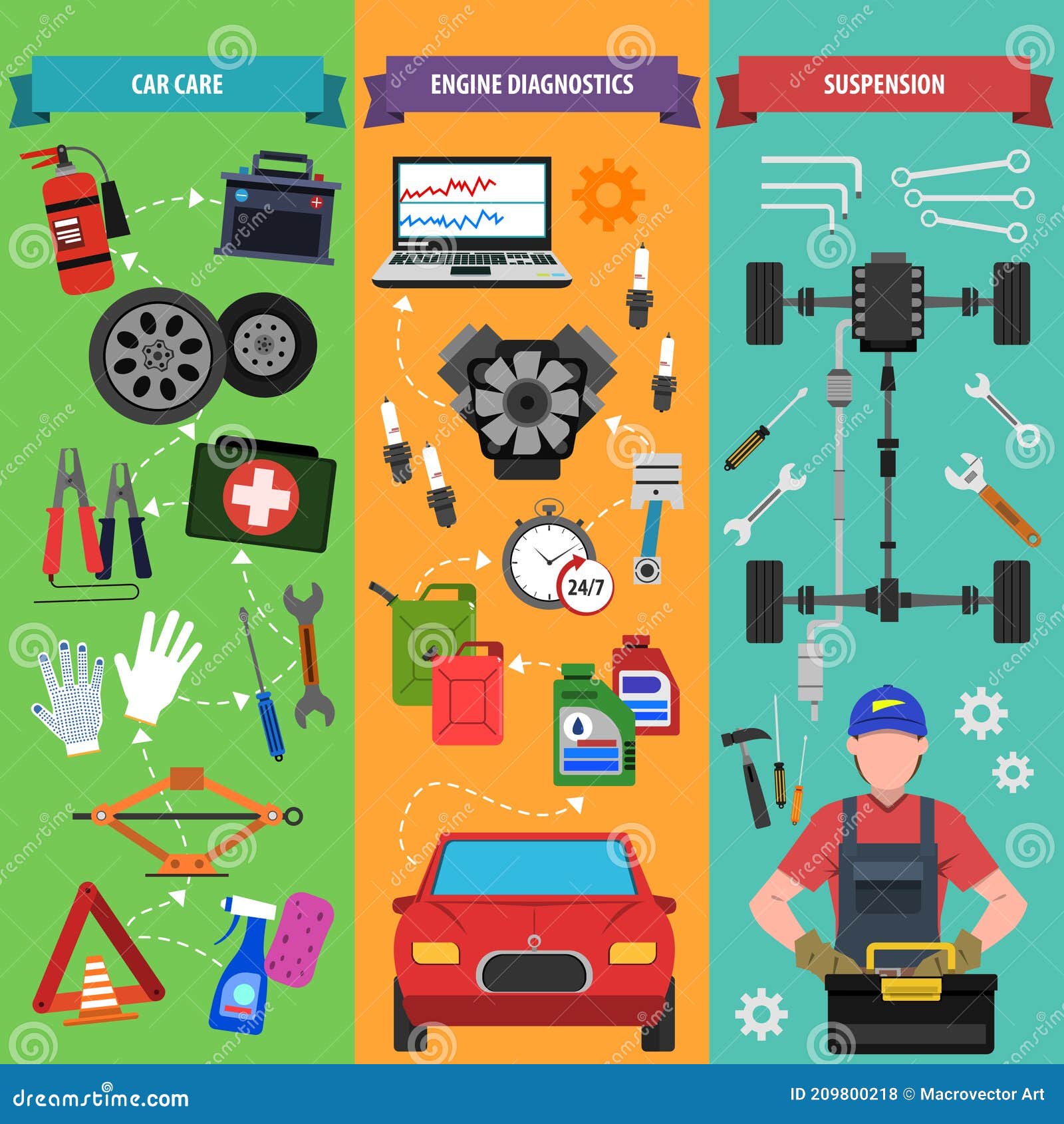 Car Service Banner Set stock vector. Illustration of service - 209800218