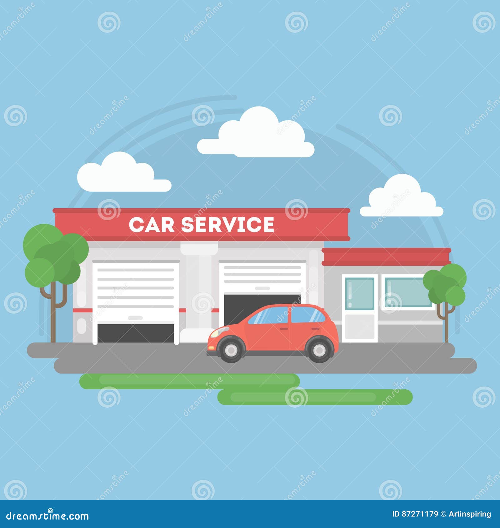 Car service building. stock vector. Illustration of billboard - 87271179