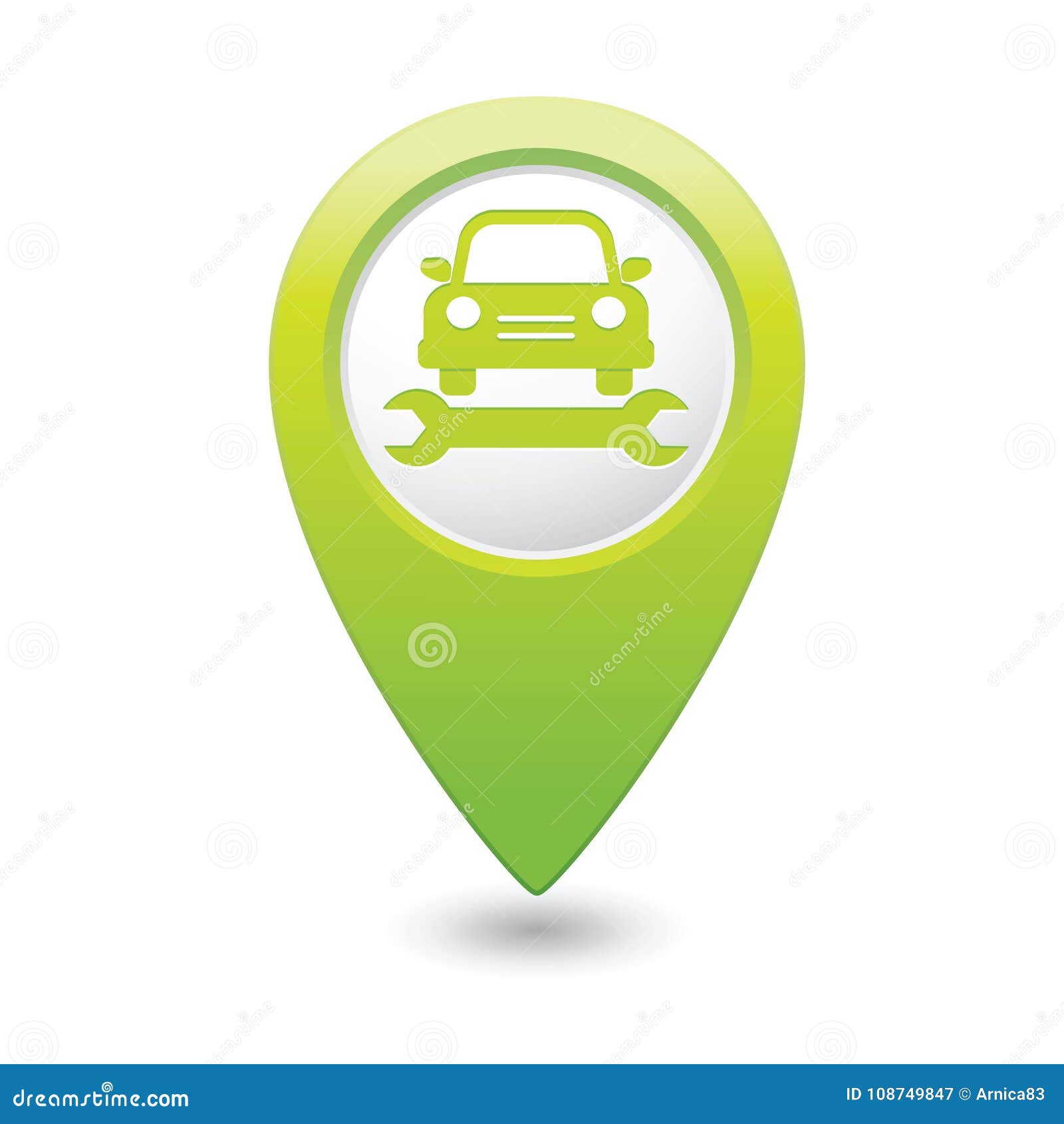 Car Service. Car with Tool Icon on the Map Pointer Stock Vector ...