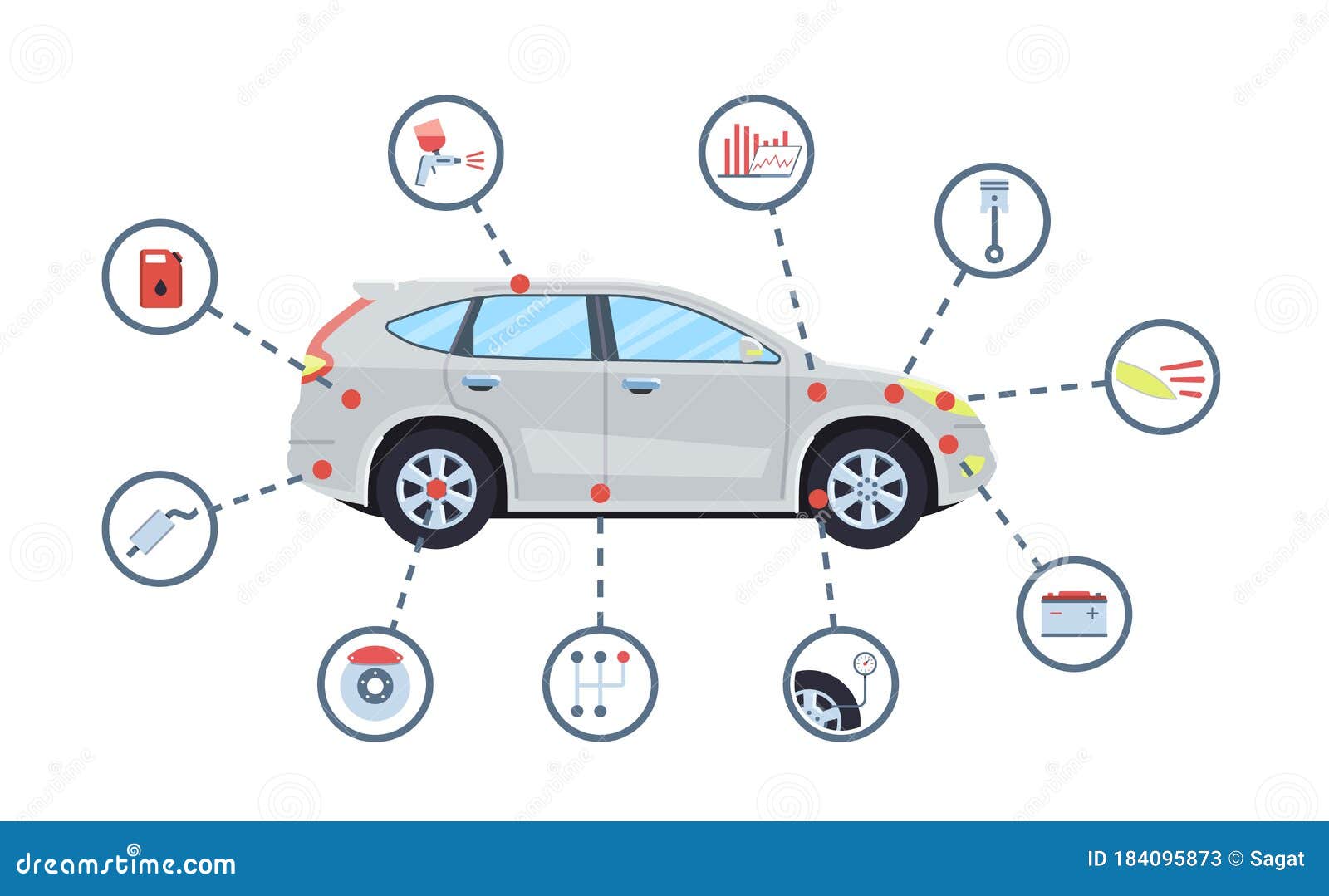 Car Service Concept. Automobile Maintenance Repair Stock Vector ...