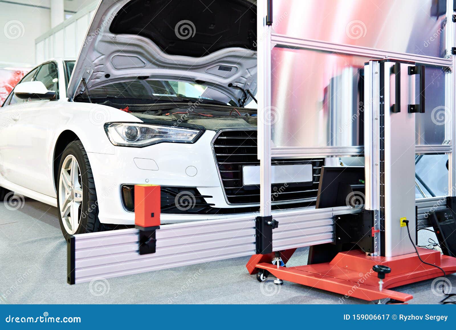 Car at Service Diagnostic Stand Stock Image - Image of stand, chassis ...