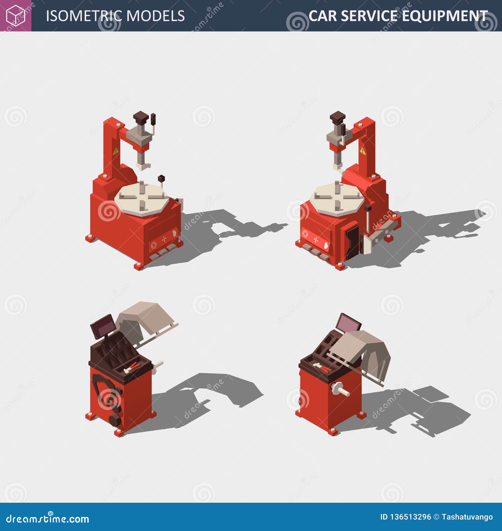 Car Service Equipment Set. Vector Isometric Illustration. Stock Vector ...