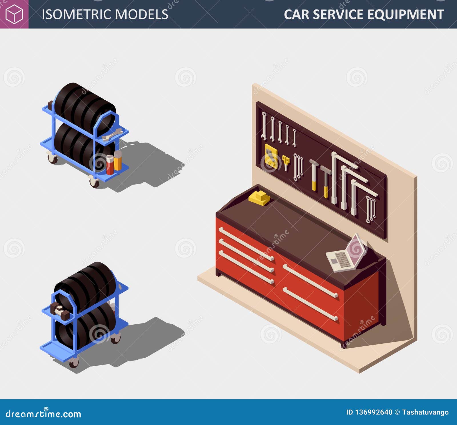 Car Service Equipment Set. Vector Isometric Illustration. Stock Vector ...