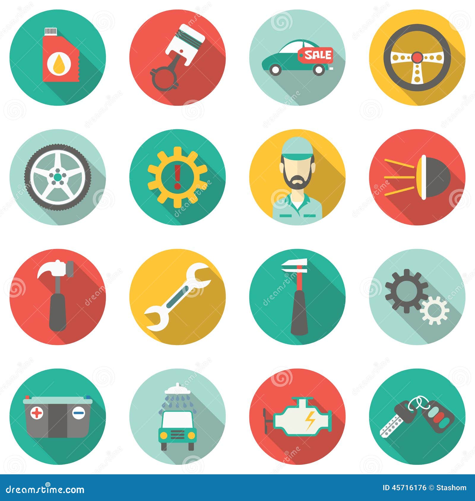 Car service flat icons. stock vector. Illustration of auto - 45716176 Car service flat icons. stock vector. Illustration of auto - 45716176