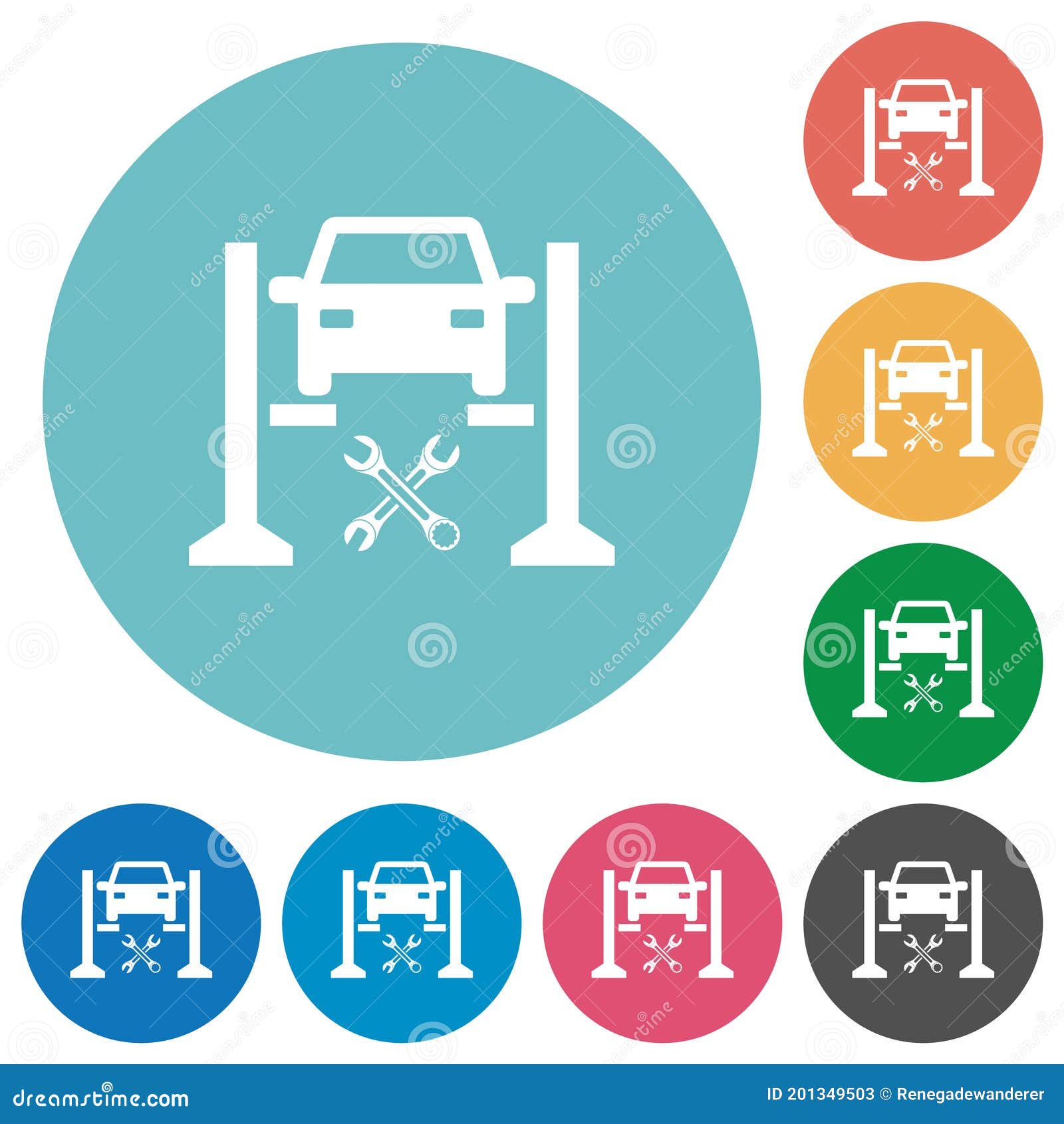 Car Service Flat Round Icons Stock Vector - Illustration of simple ...