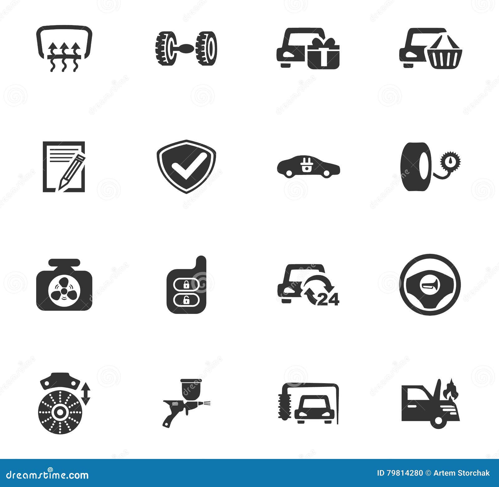 Car service icon set stock vector. Illustration of graphic - 79814280