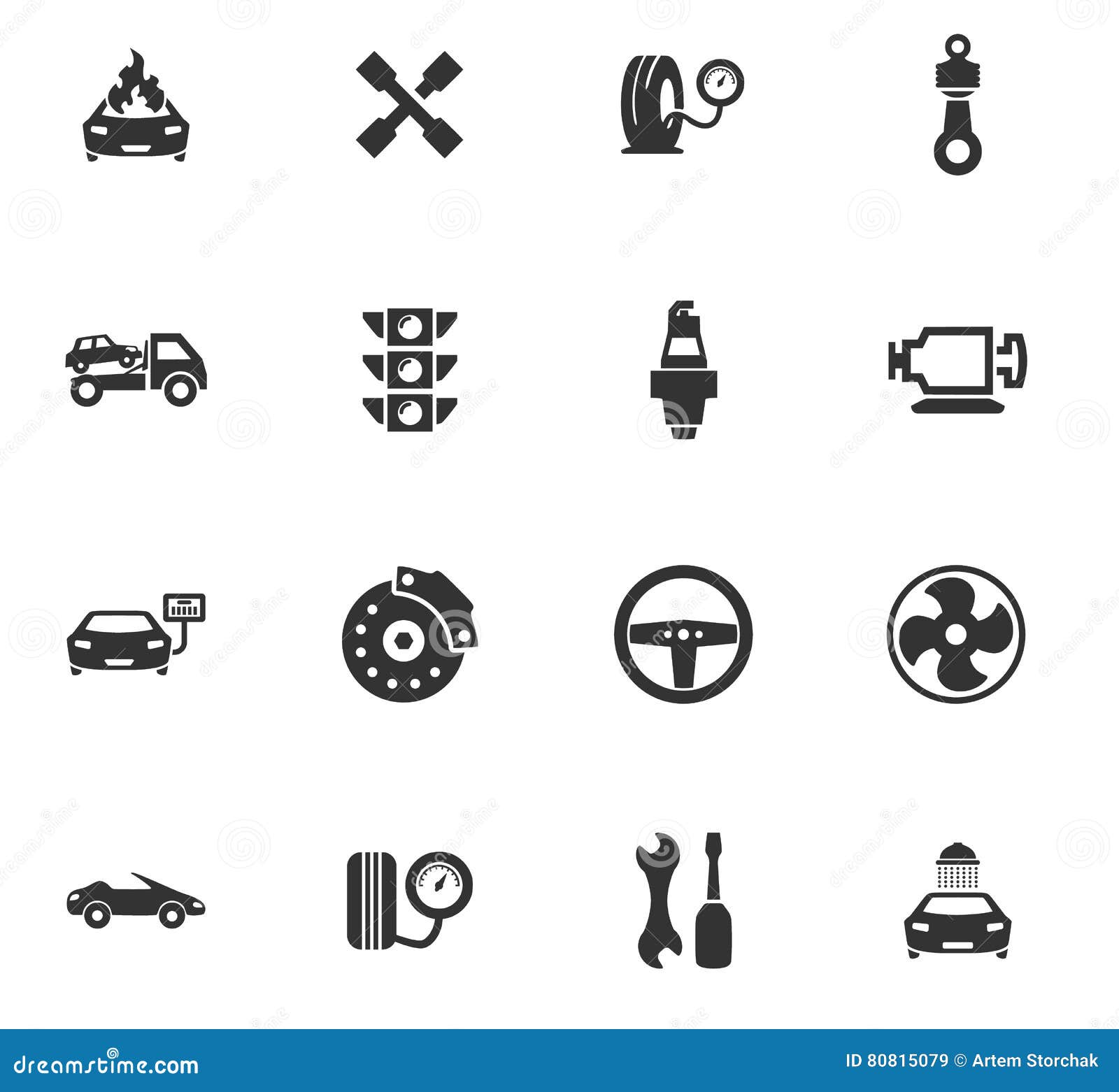 Car service icon set stock vector. Illustration of flat - 80815079