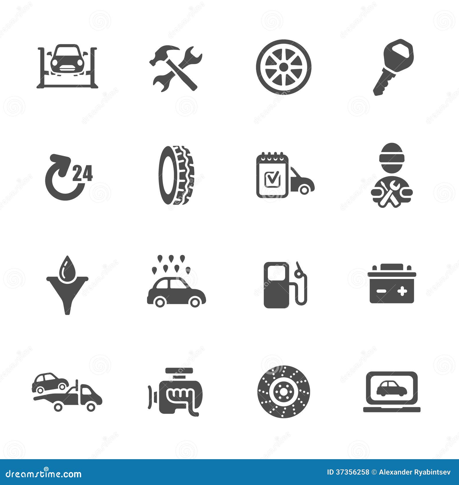 Car service icon set stock illustration. Illustration of clip - 37356258