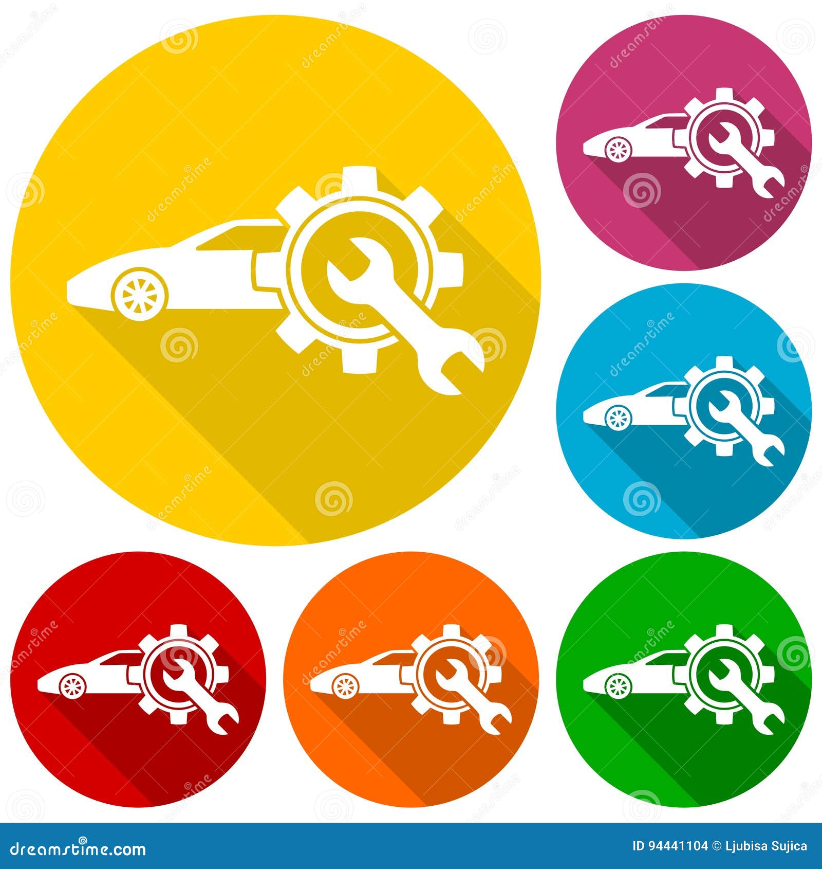 Car Service Icons with Long Shadow Stock Vector - Illustration of ...