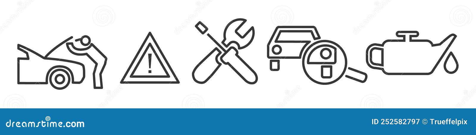 Car Service Icons - Thin Line Icon Collection on White Background ...
