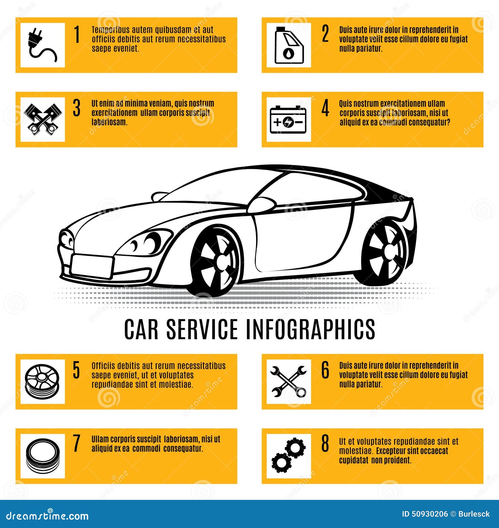 Car service infographics stock vector. Illustration of broken - 50930206
