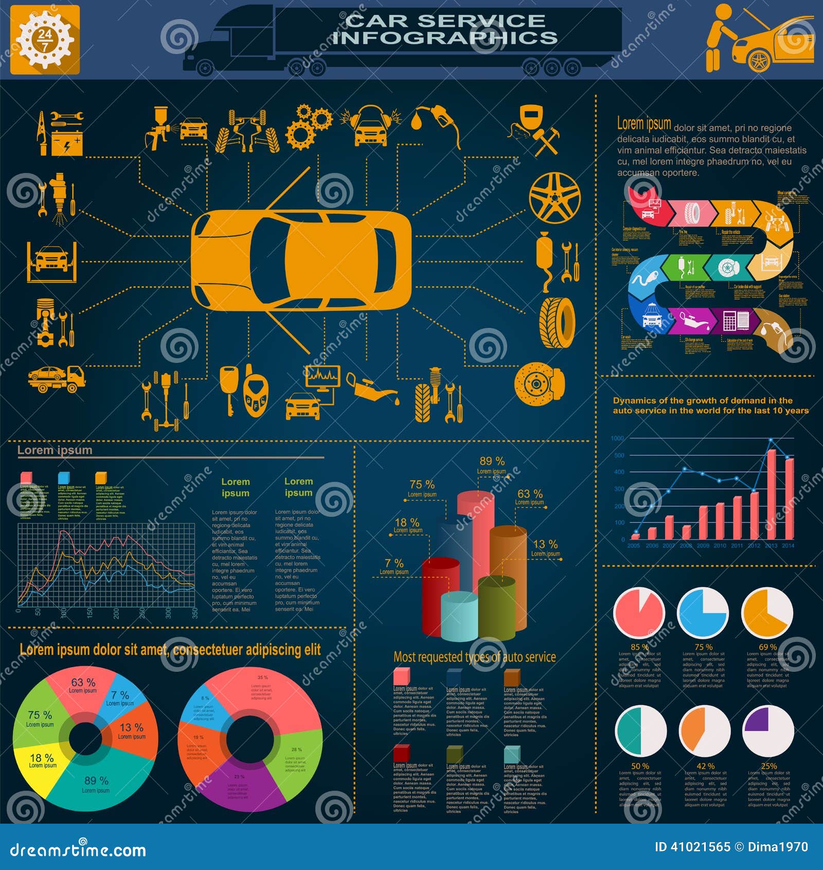 Car service infographics stock vector. Illustration of injection - 41021565