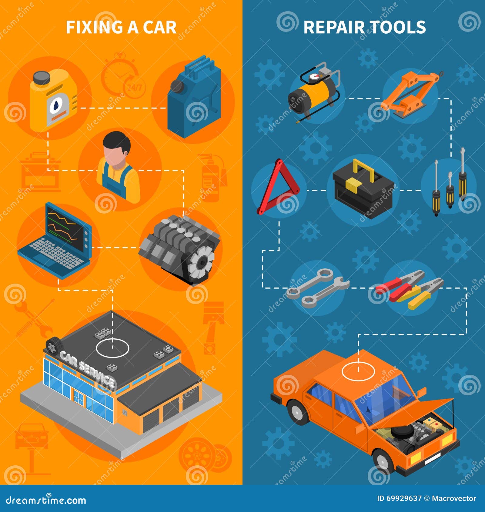 Car Service Isometric Flowchart Cartoon Vector | CartoonDealer.com ...