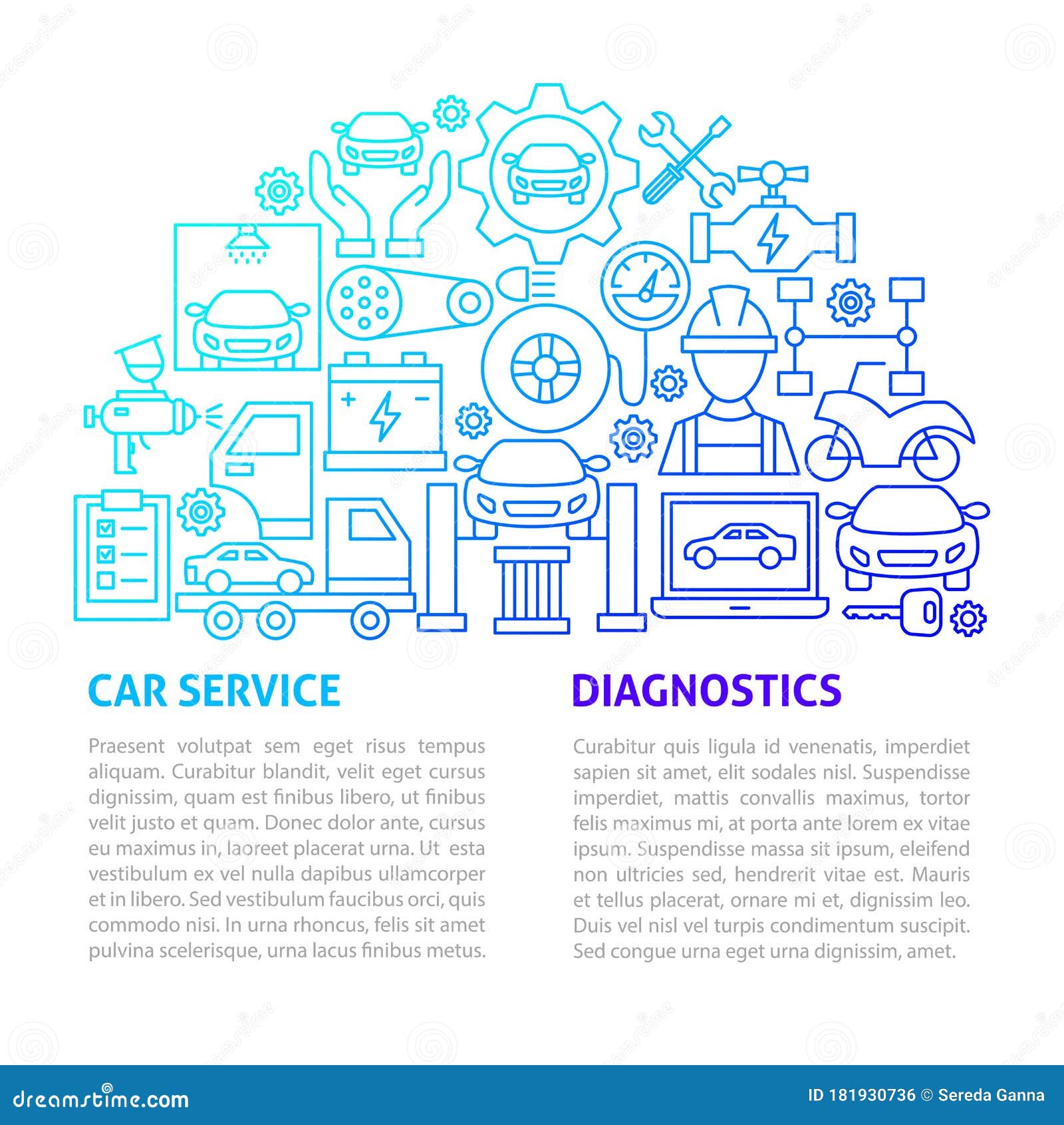 Car Service Line Template stock vector. Illustration of garage - 181930736