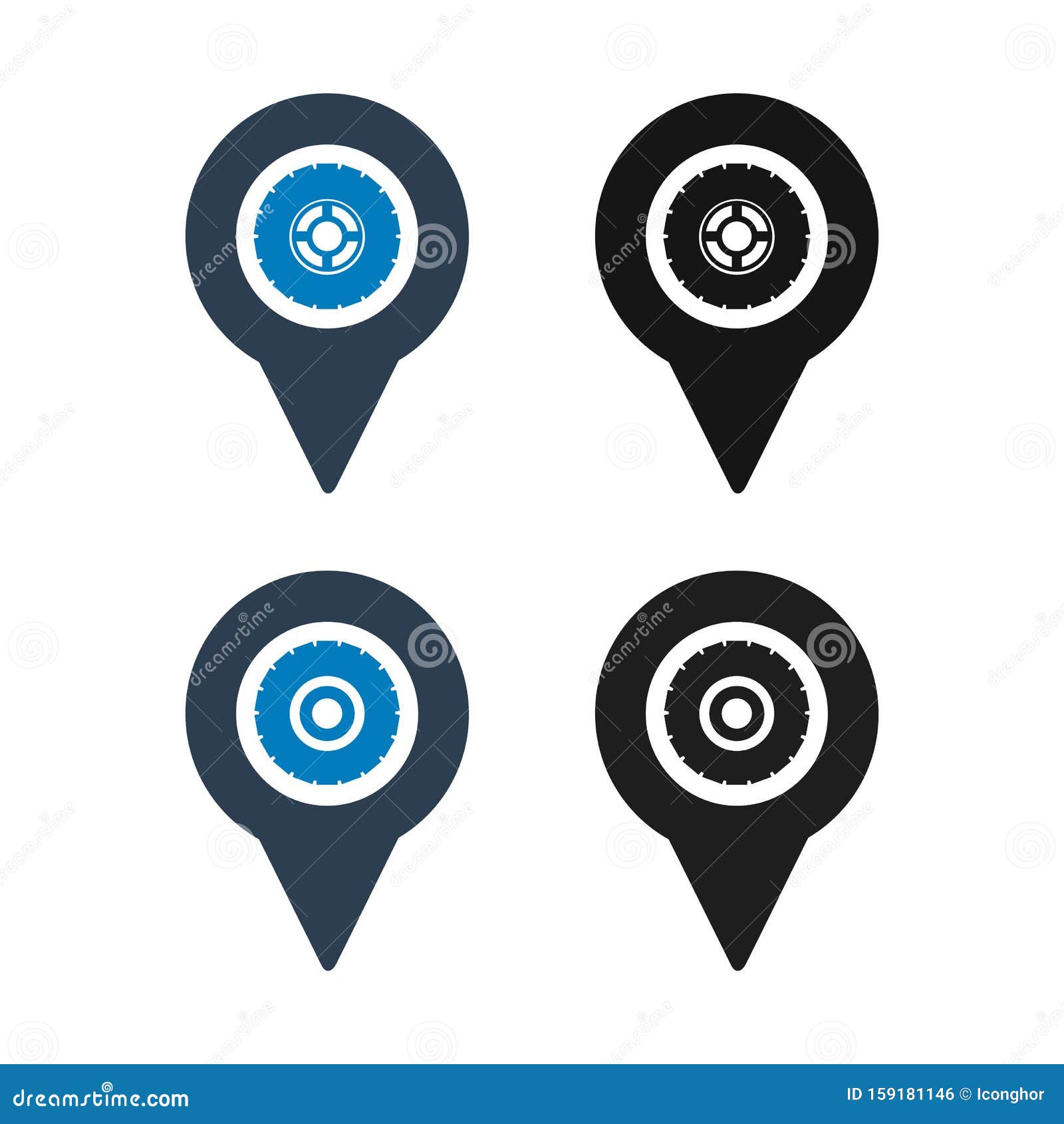 Car Service Location Icon Set Vektor Abbildung - Illustration von ...