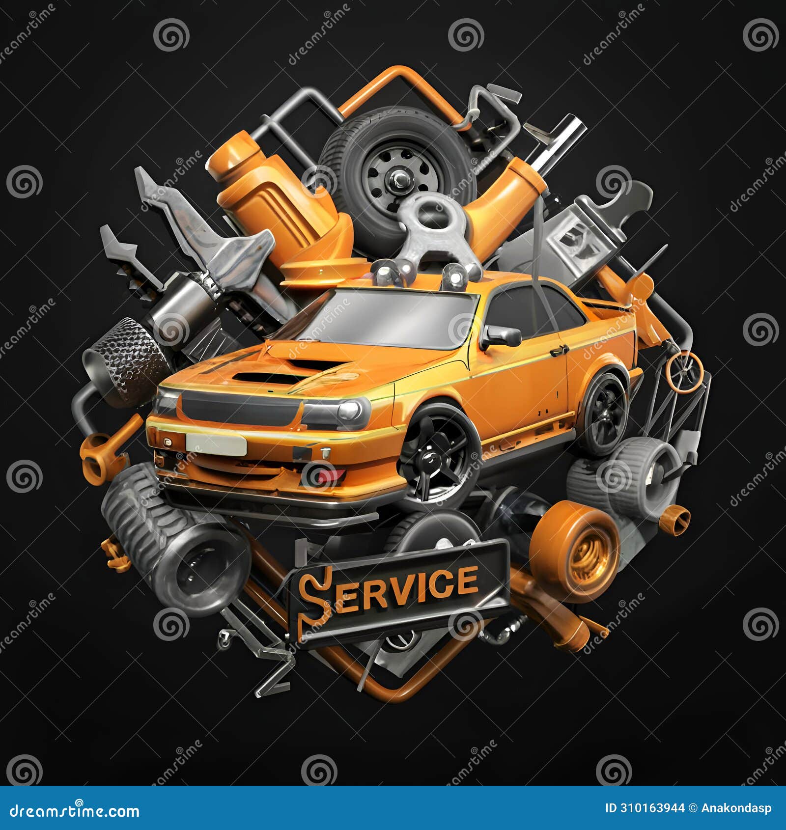 Car Service Logo Against Black Background. Car Service Concept Stock ...