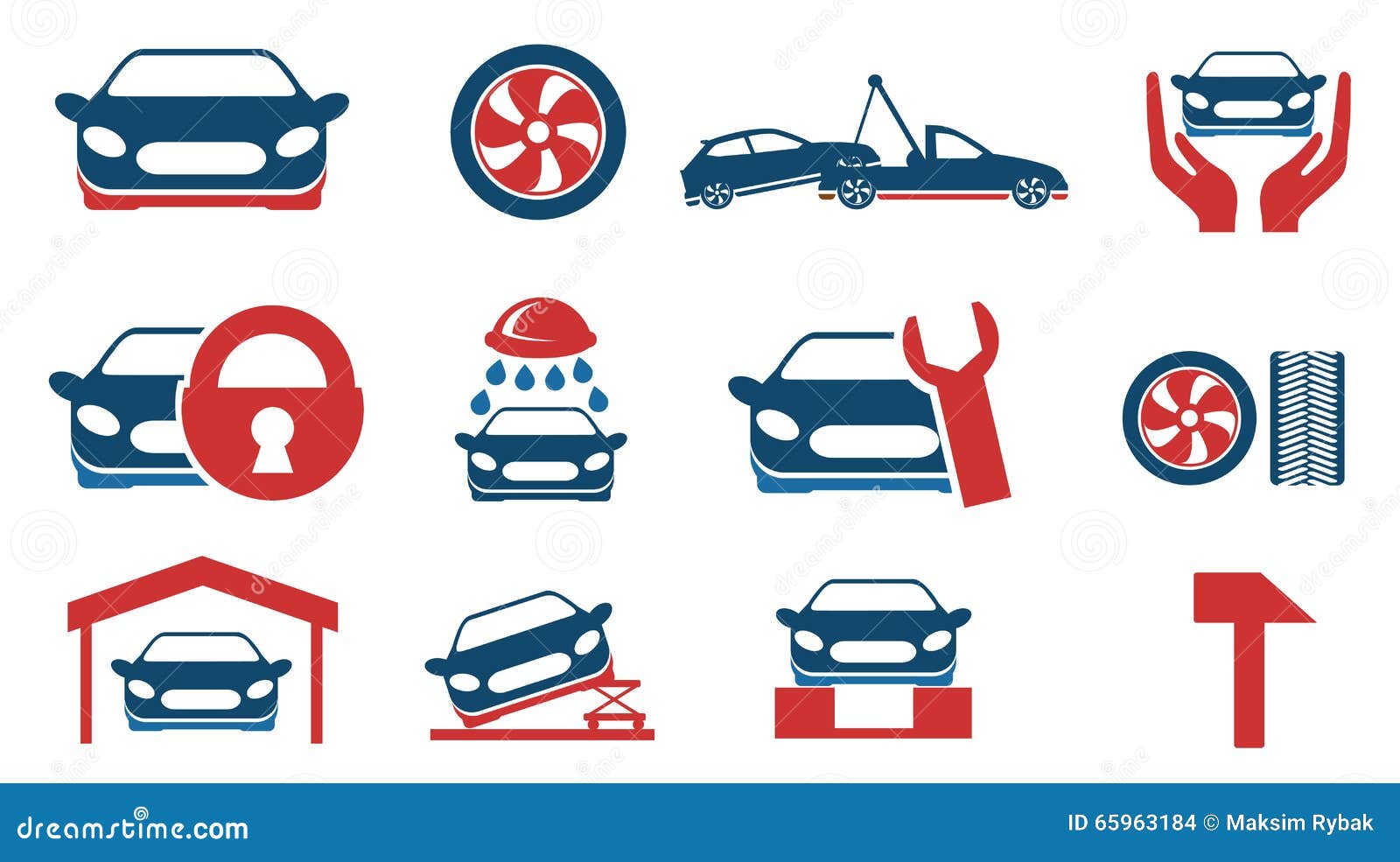 Car Service Maintenance Icon Set Stock Vector - Illustration of station ...