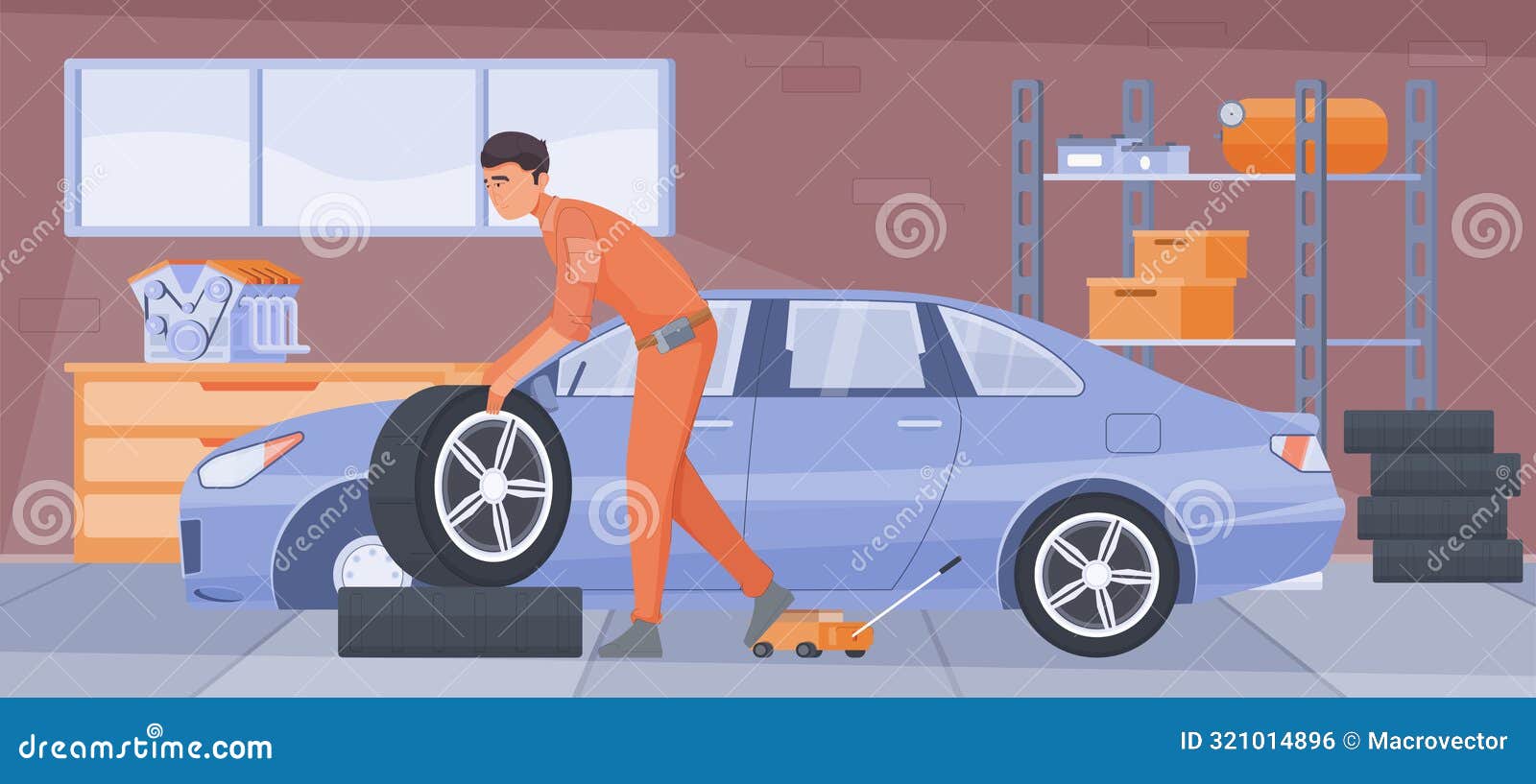 Car Service & Maintenance Icon Set In Thin Line Style Cartoon Vector ...