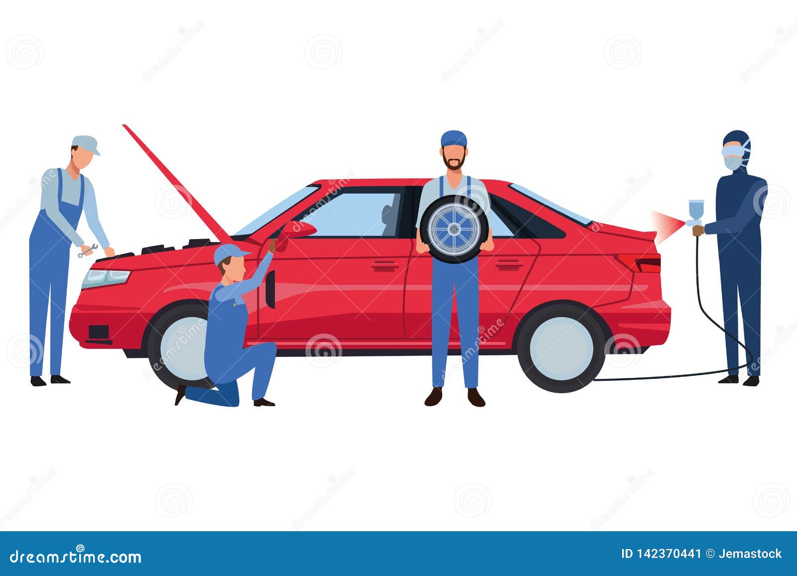 Car Service Manufacturing Cartoon Stock Vector - Illustration of ...