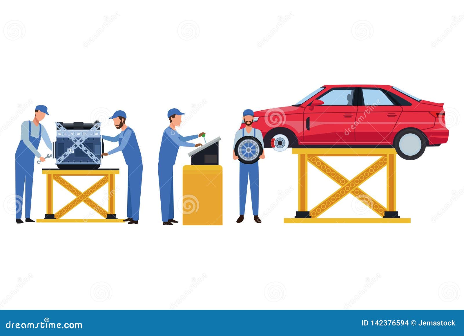 Car Service Manufacturing Cartoon Stock Vector - Illustration of repair ...