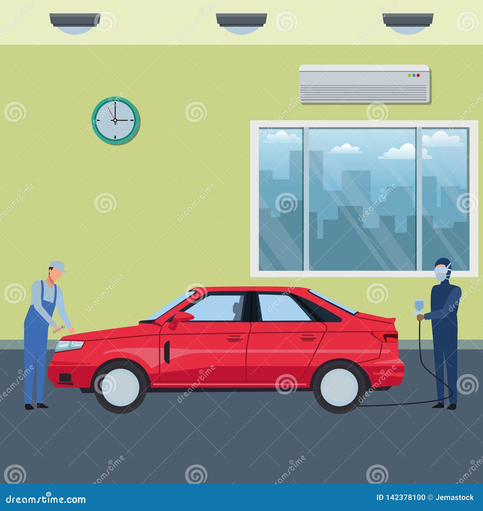 Car Service Manufacturing Cartoon Stock Vector - Illustration of ...