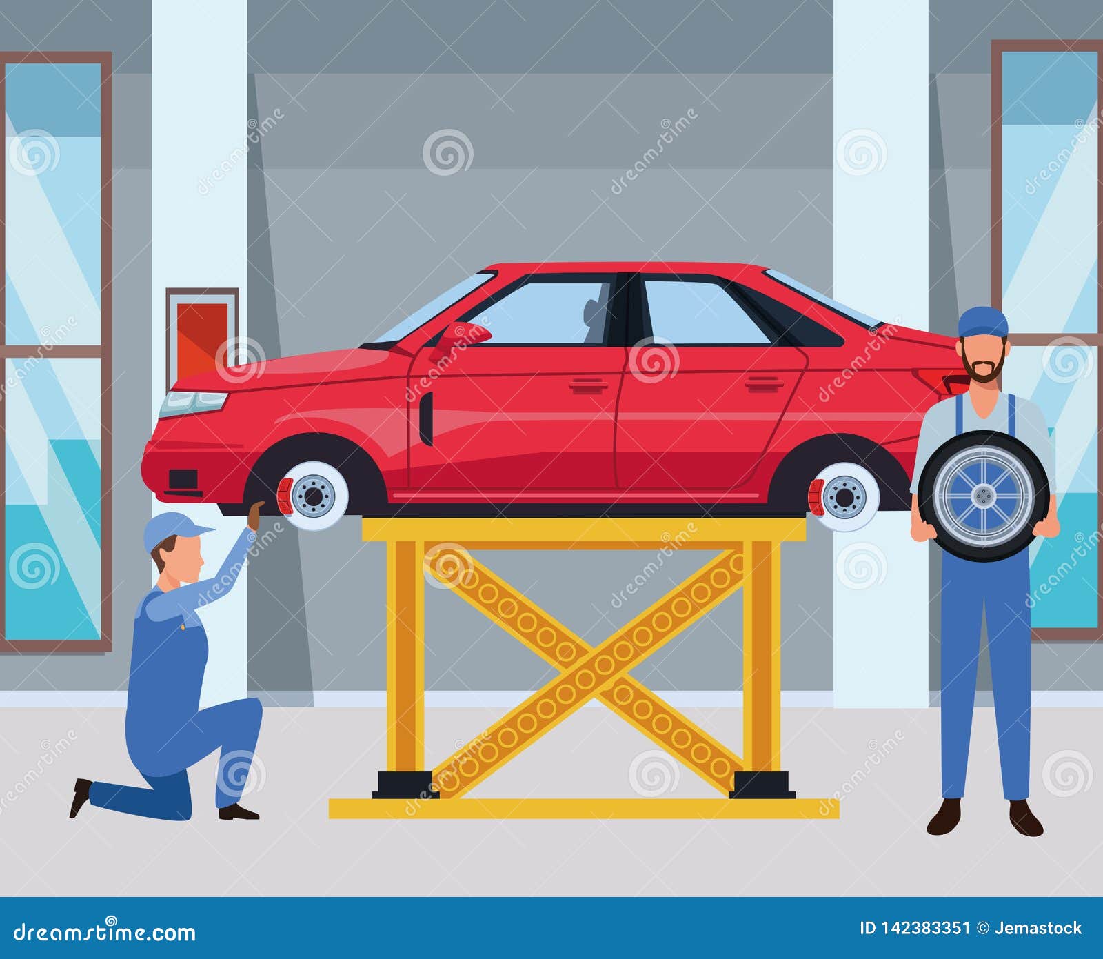 Car Service Manufacturing Cartoon Stock Vector - Illustration of design ...