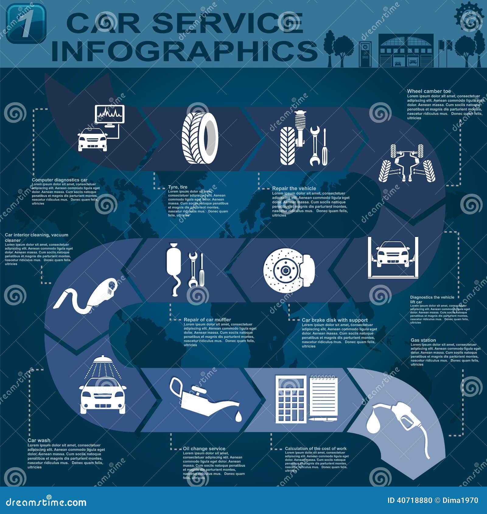 Car Service, Repair Infographics Stock Vector - Illustration of ...