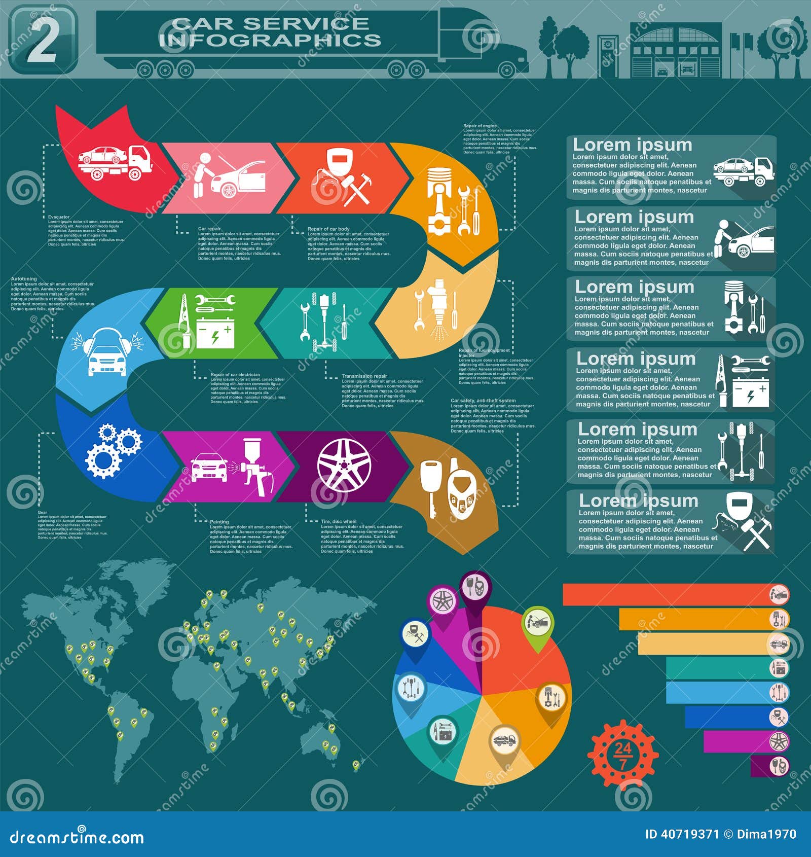 Car Service, Repair Infographics Stock Vector - Illustration of graphic ...