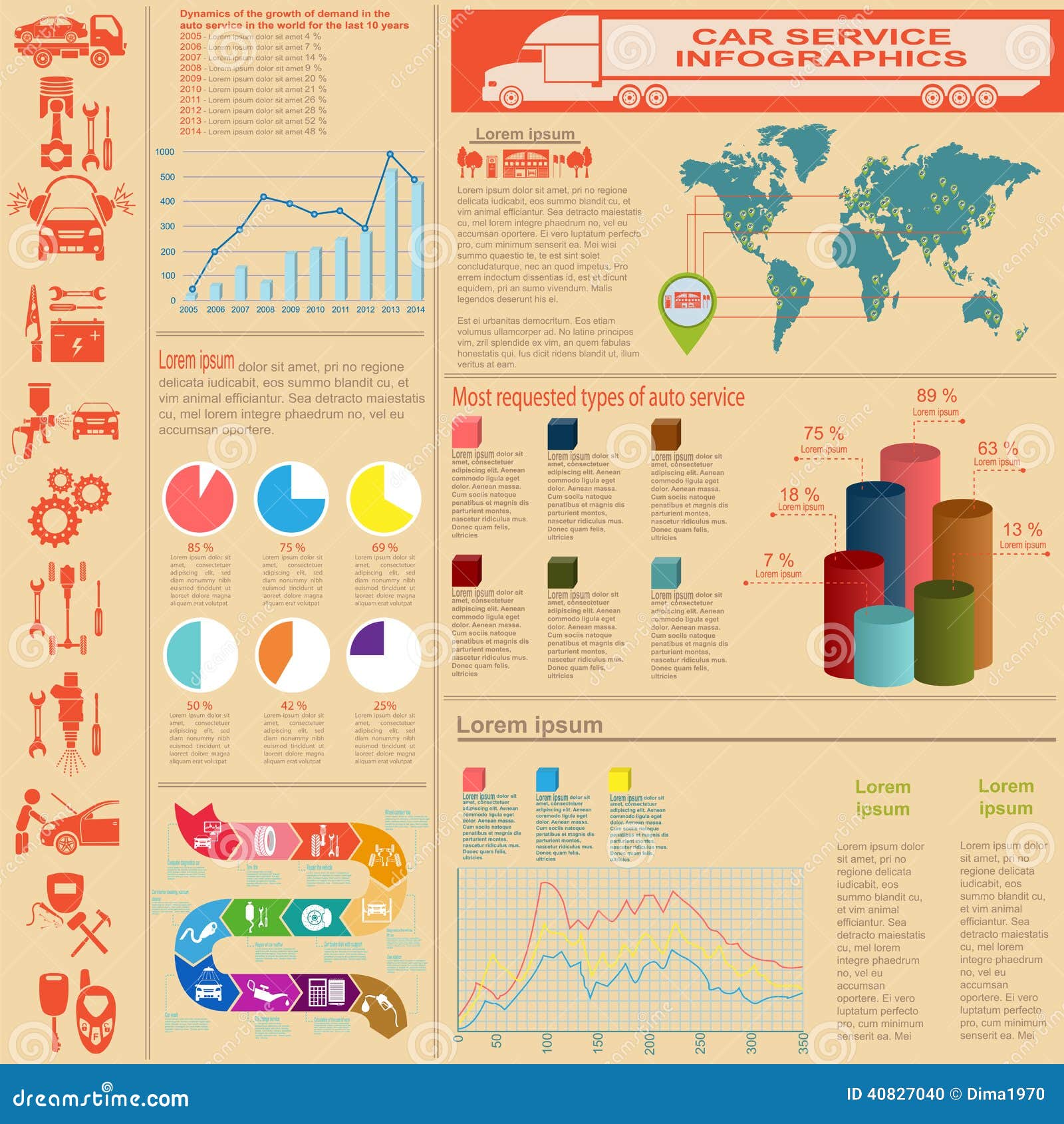 Car Service, Repair Infographics Stock Vector - Illustration of ...