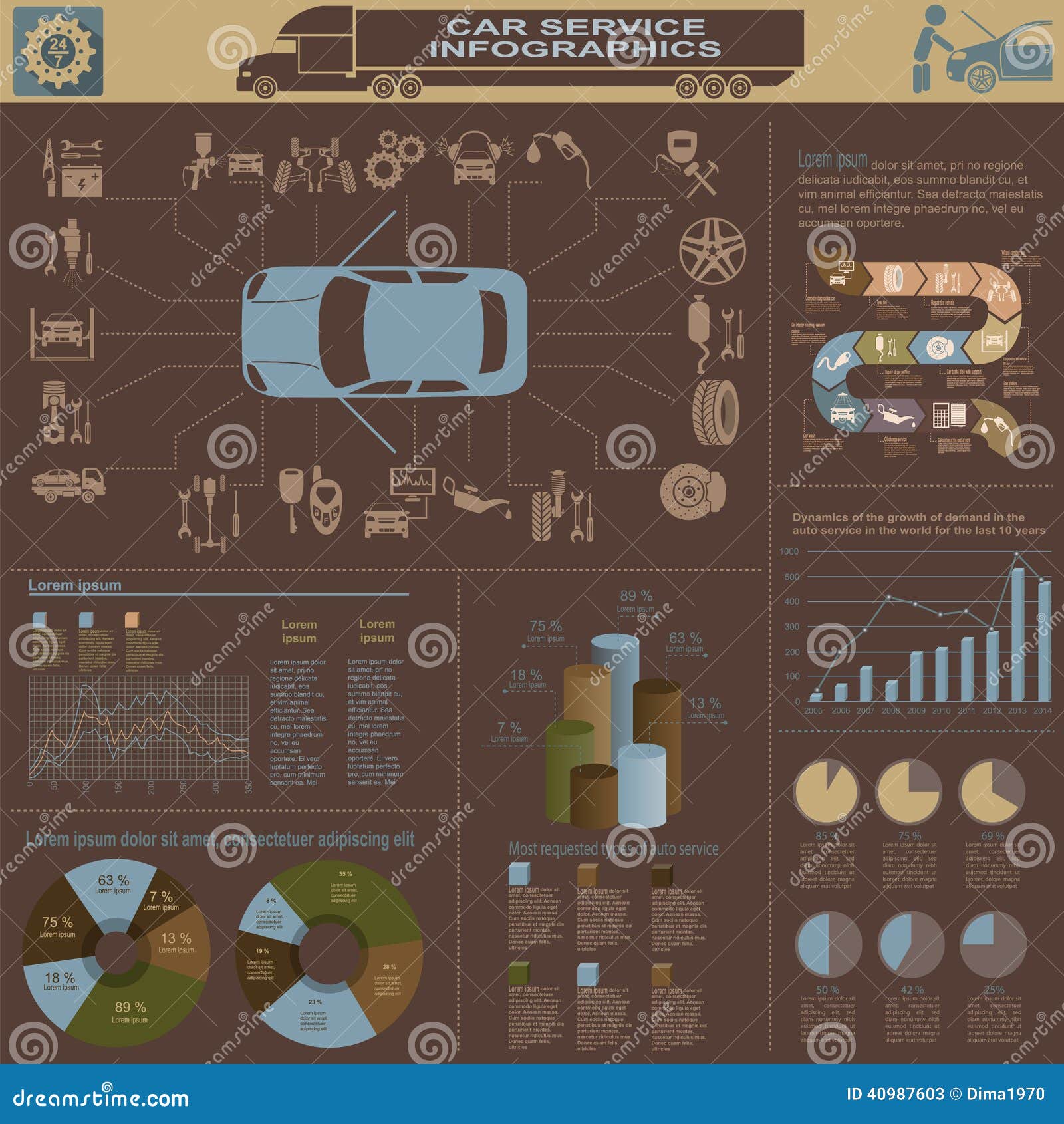 Car Service, Repair Infographics Stock Vector - Illustration of ...