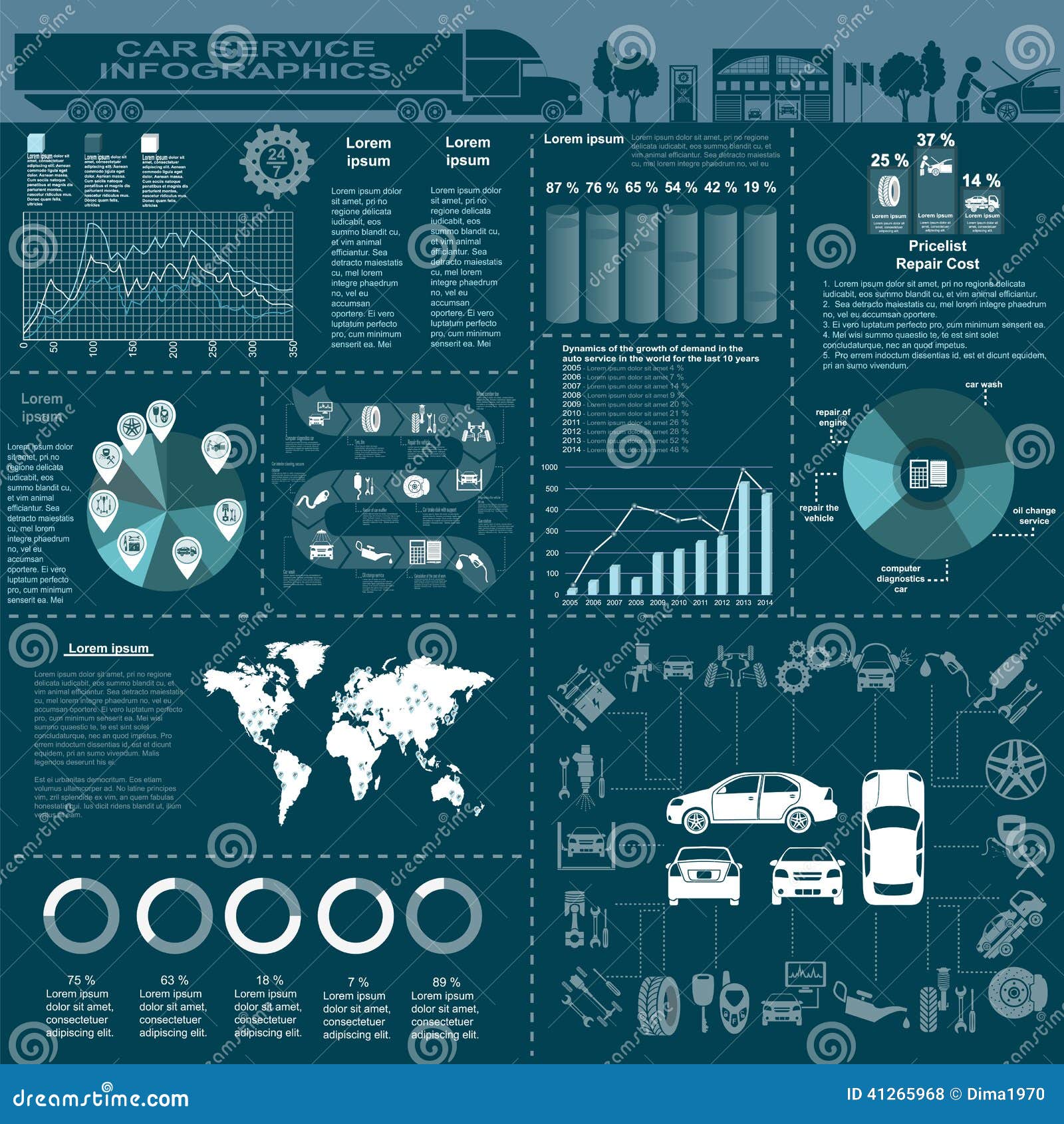 Car Service, Repair Infographics Stock Vector - Illustration of icon ...