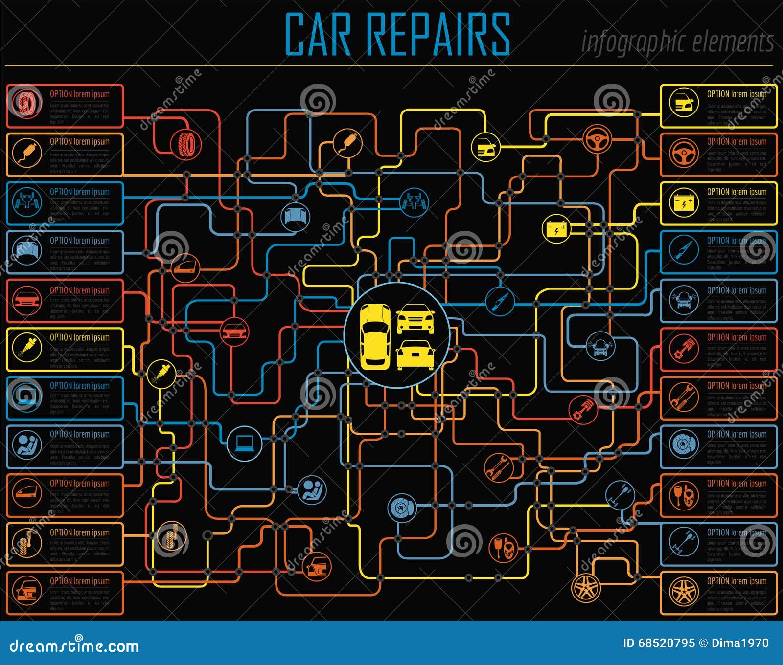 Car Service, Repair Infographics Stock Vector - Illustration of design ...