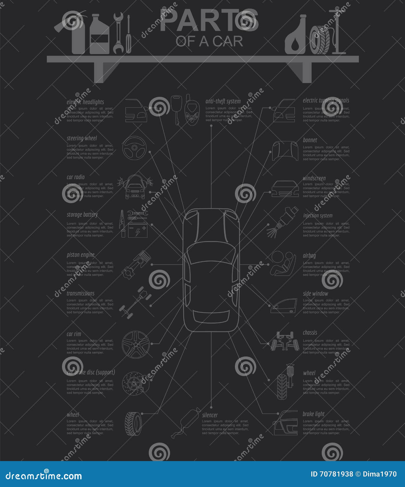 Car Service, Repair Infographics Stock Vector - Illustration of engine ...