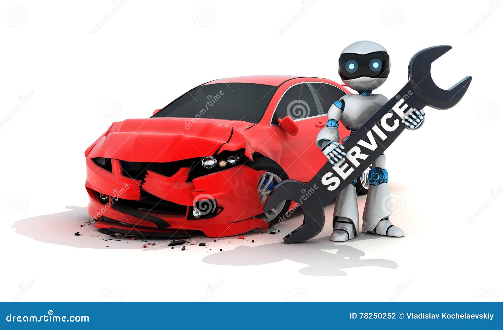 Car and service robot stock illustration. Illustration of breakdown ...