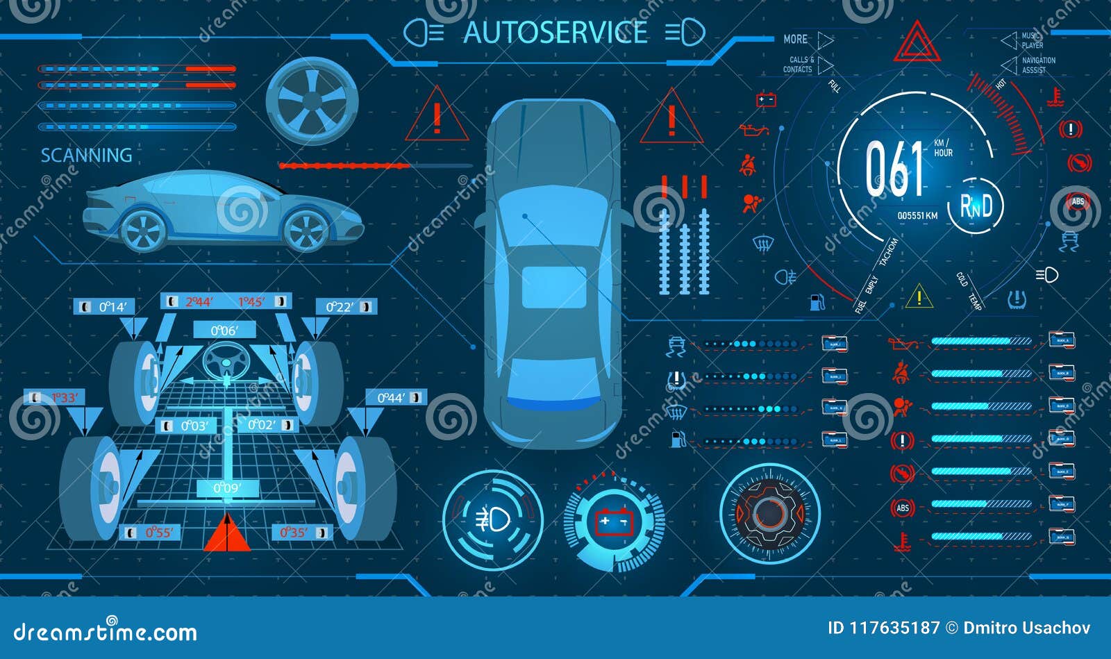 Car Service. Scanning. Diagnostic Alignment of the Wheels. Car Digital ...