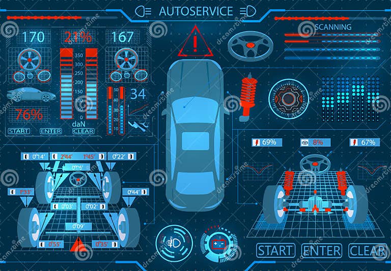 Car Service. Scanning. Graphical Interface. Diagnostic Alignment of the ...