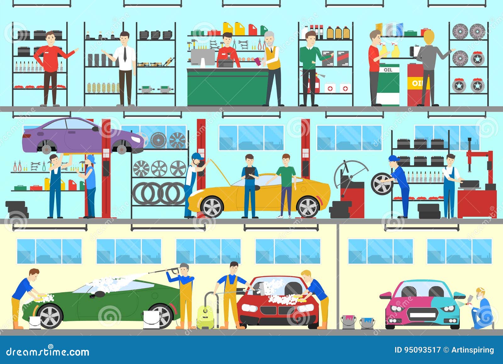 Car service set. stock vector. Illustration of automobile - 95093517