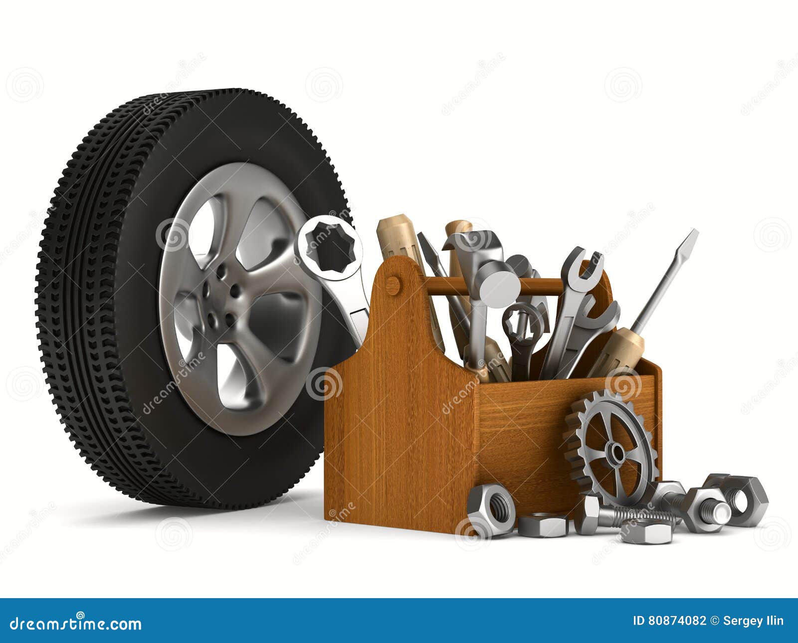 Car Service on White Background Stock Illustration - Illustration of ...