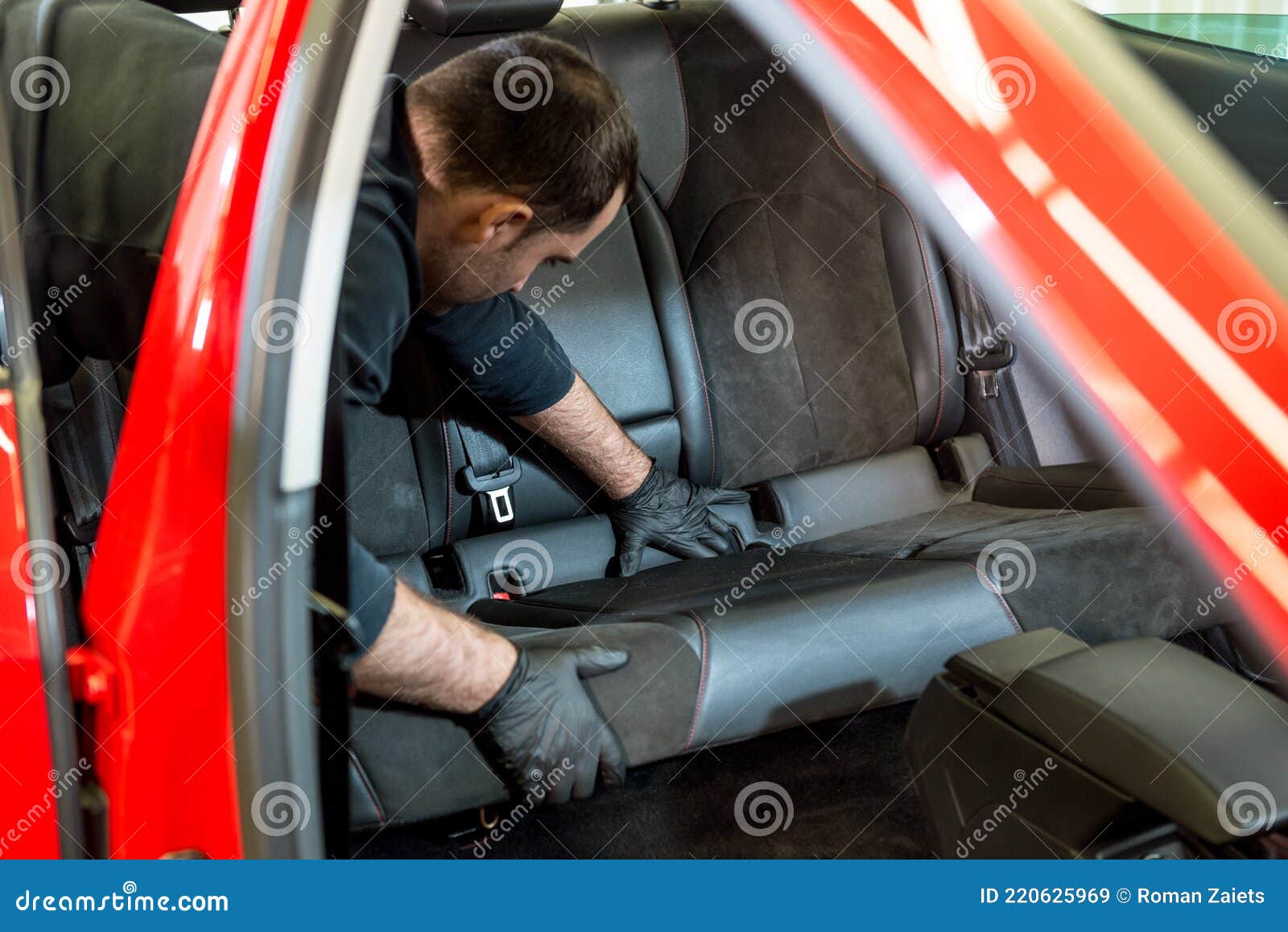 Car Service Worker Disassemble the Interior of the Car Stock Image ...