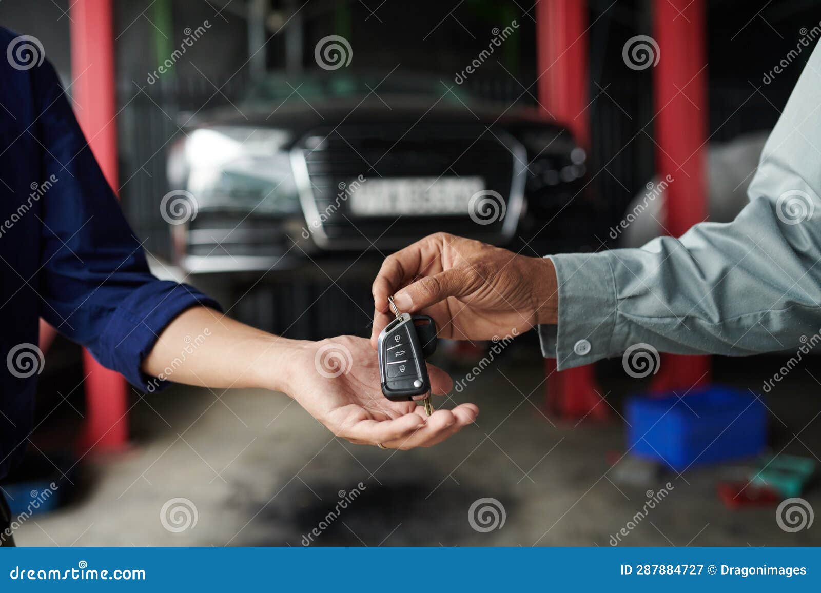 Car Service Worker Giving Keys Stock Image - Image of finished, ready ...